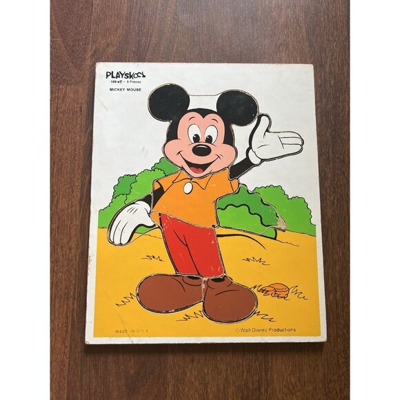 Playskool | Toys | Vintage Playskool Wooden Puzzle 97s Mickey Mouse 8 ...